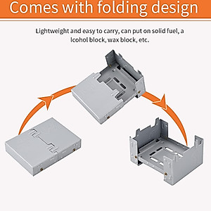 Folding Stove, 95 x 75mm Solid Fuel Camping Portable Stove for Outdoor Cooking Backpacking Emergency Stove For Indoor Use Fuel Tablets Wood Burning Camp Stove