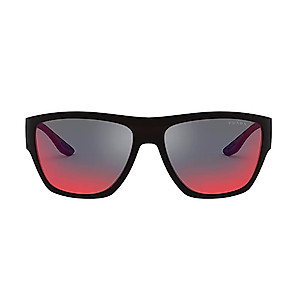 Prada Linea Rossa PS 08VS DG008F Black Plastic Rectangle Sunglasses Multicolor Mirror Lens