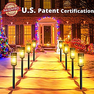 8 Pack Solar Pathway Lights, Upgrade Bright Solar Garden Lights Decorative, Waterproof Solar Outdoor Lights Christmas Pathway Lights for Yard Lawn Walkway Landscapes, Auto On/Off, Easy-to-Install