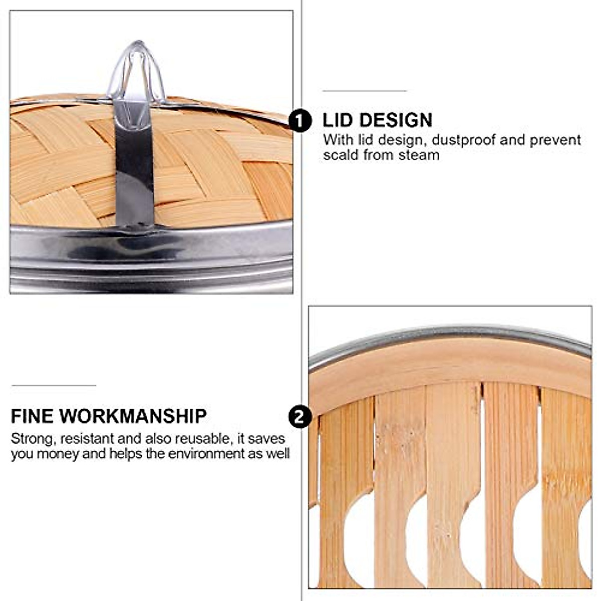 YARDWE 1 Set Stainless Steel Food Steamer Bamboo Steamer Kitchen Steamer with Lid Basket Egg Steamer Rack Metal Egg Steam Rack for Home Restaurant Kitchen 30cm