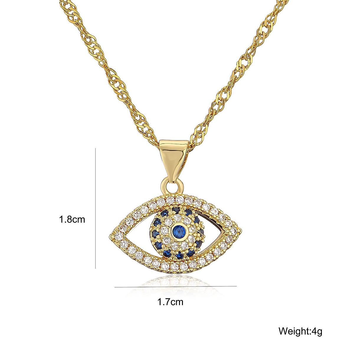 cmoonry 18K Brass Water Ripple Chain Necklace For Women AAA Cubic Zirconia Evil Eye Pendant Female Party Jewelry Christmas Gift