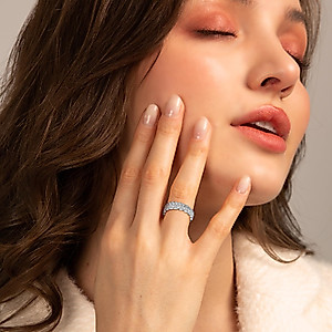 OLIVIASO Women 925 Sterling Silver Rings, Stackable Wedding Bands Rings for Women, Women's Eternity Rings, CZ Promise Rings for Her Size 10