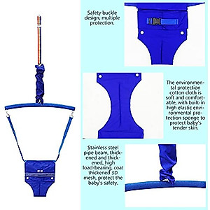 Shiker Baby Door Jumper, Length Adjustable Baby Hanging Swing Jump Bouncer, Portable Foldable Stand Scientific Saddle, Pink