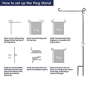 PuppyDoggy Garden Flag Stand, Yard flag Pole, Garden Flag Pole Holder with one Tiger Clip and two Spring Stoppers for Garden and Home Decoration 12 x 18 Inches without flag (Flag Stand)