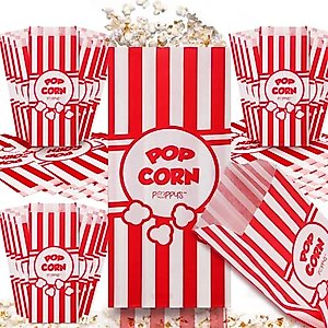 Poppy's Paper Popcorn Bags - 200 1oz Concession-Grade Bags, Popcorn Machine Accessories for Popcorn Bars, Movie Nights, Concessions