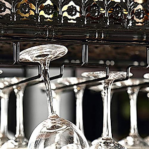 Creative Simplicity Wall-Mounted Retro Iron Art Storage Wine Rack Wine Bottle and Wine Glasses Display Shelf Black 100 X35X27Cm J1031, PIBM, Black, 150 * 35cm