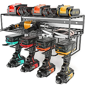 INCLY Power Tool Holder, Heavy Duty Wall Mount Floating Tool Shelf Storage Organizer for Cordless Drill Tool, Metal Rack Garage Max Load 150lbs, Black