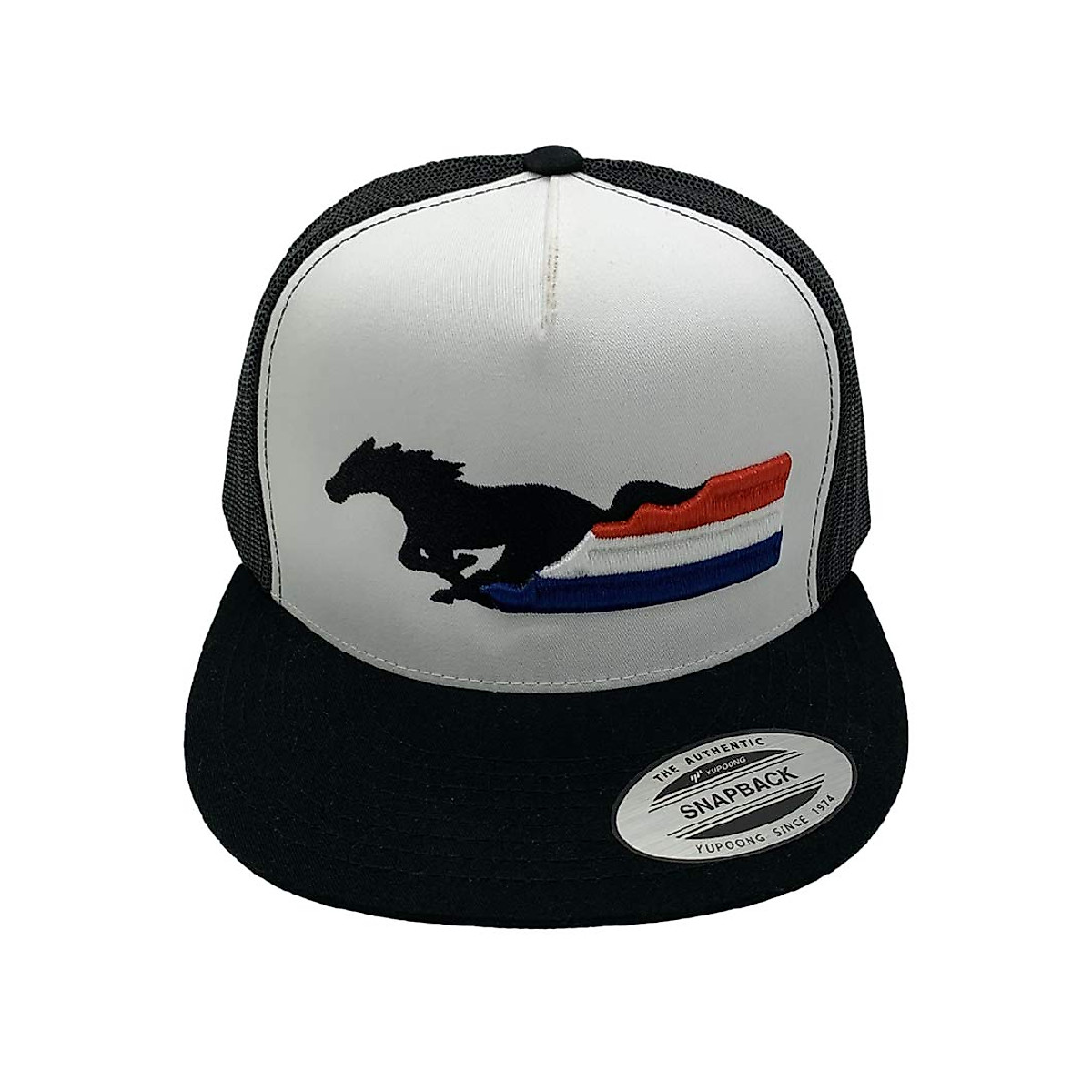 CMFRTS Mustang Horse Snapback Trucker hat - Surfing, Golf, Hiking BlackWhite, One Size