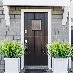 ZEOSTARO Artificial Grasses 12 Bundles Outdoor UV Resistant Fake Grass No Fade Faux Plastic Plants Garden Window Box Decorating(Green Grass)