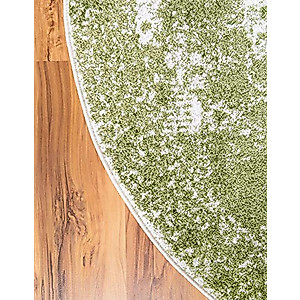 Unique Loom Bromley Collection Area Rug - Wells (3' Round, Green/ Ivory)