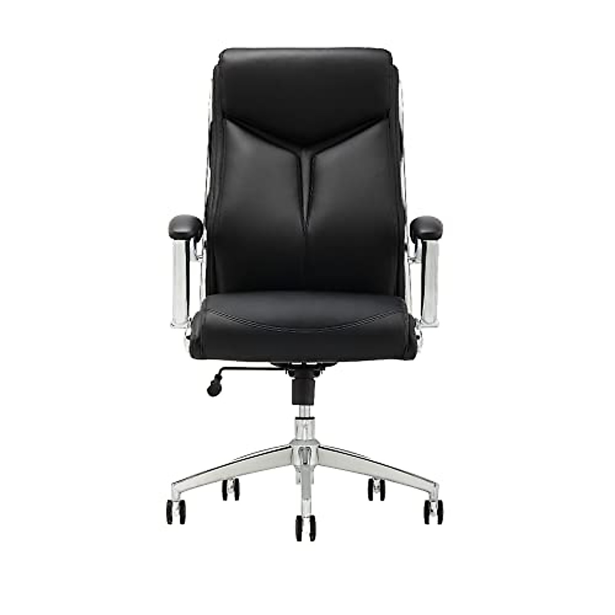 Realspace® - Chair - Modern Comfort Verismo Bonded Leather High-Back Executive Chair, Black/Chrome - 31" x 14" x 24.5"