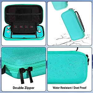 Accessories Kit for Nintendo Switch Lite - YOOWA Accessories Bundle with Carrying Case, Protective Cover case, 2-Pack Tempered Glass Screen Protector, Adjustable Play Stand, 6 Thumb Grips