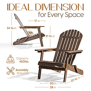 IDZO Outdoor Adirondack Chair Set of 2, Pre-Assembled Backrest, Patio Furniture Set, Outdoor Furniture for Garden, Porch, Deck, Firepit