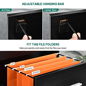 YITAHOME 4-Drawer File Cabinet with Lock, 15.86" Deep Vertical Storage Cabinet for Letter, A4 Size, Commercial Wood Filing Cabinet with High Side Drawers for Home Office, Easy to Assemble,Black