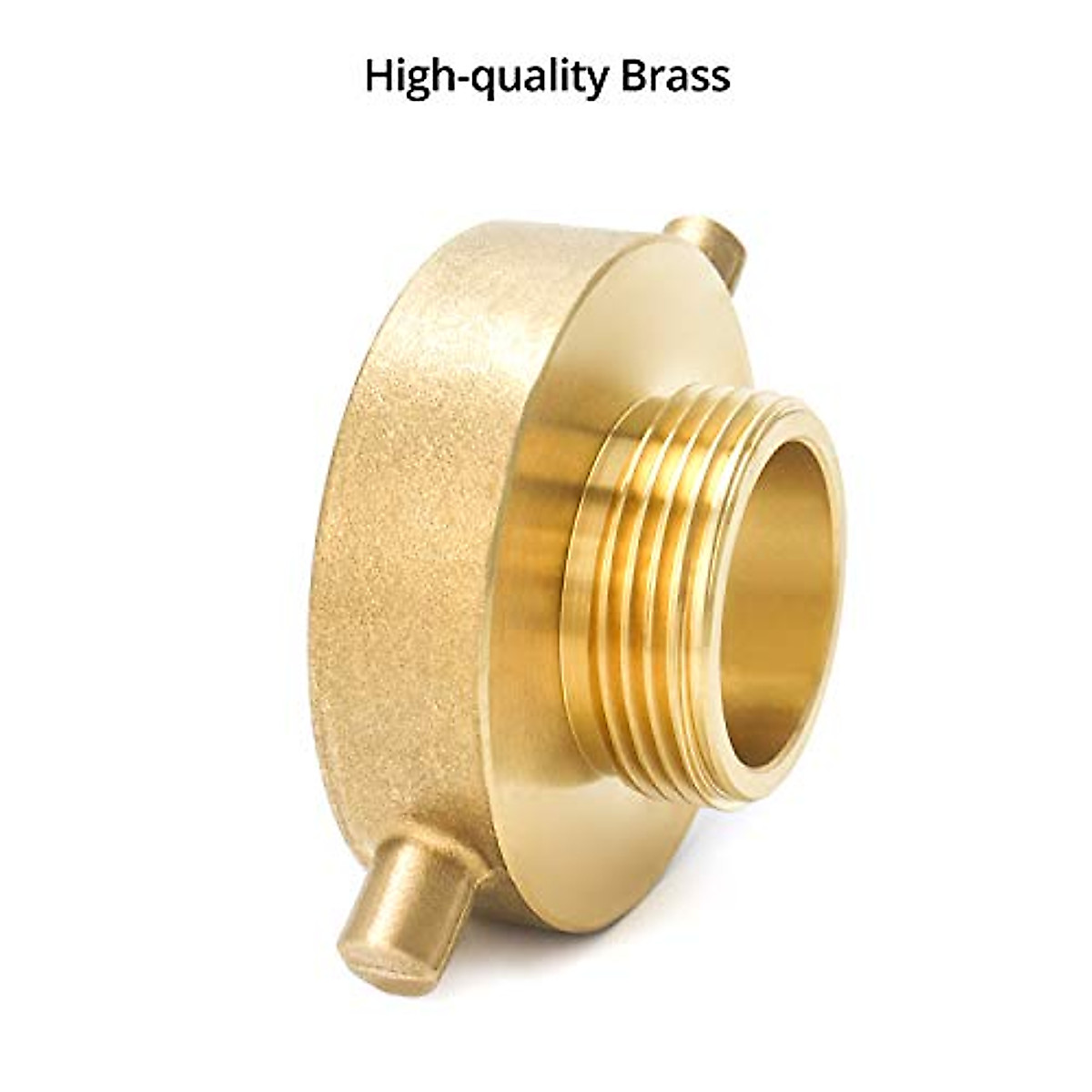 QWORK Brass Fire Hydrant Adapter, Hydrant to Garden Hose Adapter, 2-1/2" NST (NH) Female x 3/4" GHT Male, Fire Equipment Hose Adapter with Pin Plug, 1 Pack
