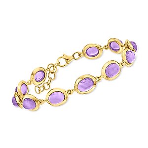 Ross-Simons 16.00 ct. t.w. Amethyst Bracelet in 18kt Gold Over Sterling. 7 inches