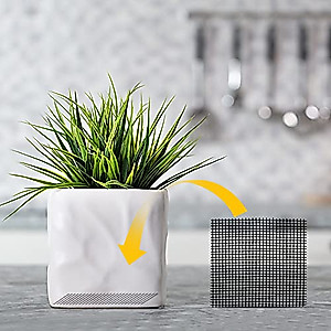 400 Pcs Pot Hole Mesh Pad, 2 Inch Square Planter Flower Pots Hole, Polyamide Drainage Mesh Hole Screens, Mesh Pads for Pots, Drainage Netting Pot Bottom Grid Mat, Keep Soil from Flowing Away (Black)
