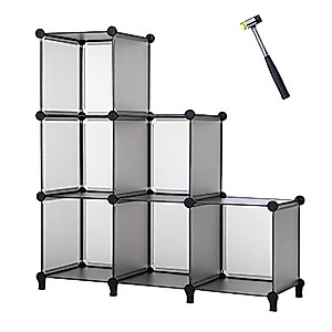 ANWBROAD Cube Storage Organizer 6-Cube Closet Organizers and Storage DIY Modular Plastic Closet Cabinet Book Shelf Cubes Organizer Storage Shelving for Home Bedroom Office Living Room Gray ULCS006H