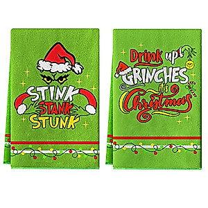 HOMSHIAM Christmas Kitchen Towels 2 Pieces Christmas Dish Towels Hand Towels Housewarming Gifts for New Home, Christmas Farmhouse Decor for Kitchen/Bedroom/Bathroom(17.7 x 27.5 Inch)