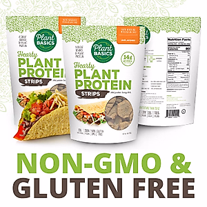 Plant Basics - Hearty Plant Protein - Unflavored Strips, 1 lb, Non-GMO, Gluten Free, Low Fat, Low Sodium, Vegan, Meat Substitute