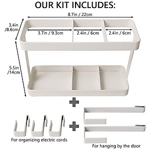 Metal Hair Dryer Holder, Japard 3 in 1 Hair Tool Organizer Wall Mount, Caninet Door, Table Top, Heat Resistant, Simple Design, White