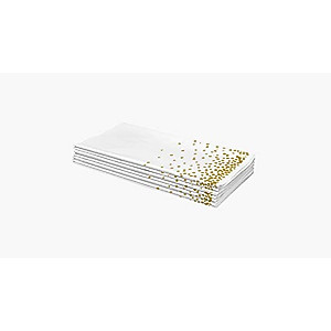 White Plastic Tablecloths - 12 Pack - 54 X 108 | Gold Dot Disposable Tablecloths | Plastic Tablecloth | White Tablecloths | Plastic Table Cover | Paper Tablecloths For Bbq, Party, Fine Dining, Wedding