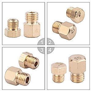 Brass Jet Nozzles 30 Packs - DIY Burner Parts with M6 x 0.75mm and M5 x 0.5mm Thread, 0.5mm and 0.68mm Nozzle Hole, Range, Stove, Oven Conversion Kit for Propane LPG Natural Gas Pipe Water Heater 