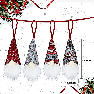8 Pcs Christmas Tree Hanging Gnomes Ornaments，Christmas Gnomes Decor Ornaments Handmade Swedish Tomte Gnomes Plush Scandinavian Santa Elf Hanging Decorations for Home Christmas Holiday Decor