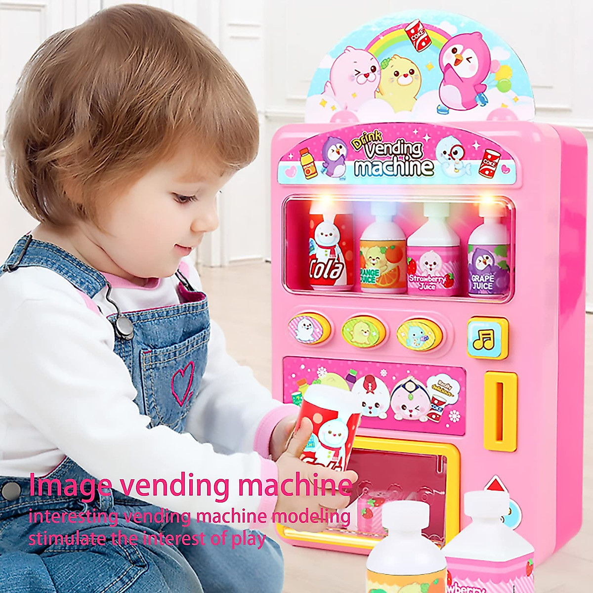 Woleigiao Interactive Drink Vending Machine Toy Pretend Electronic Drink Machines Early Developmental Toy Develop of Life with Music and Light for Boys & Girl