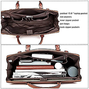 CLUCI Leather Briefcase for Women 15.6 Inch Laptop Business Vintage Slim Ladies Shoulder Bag