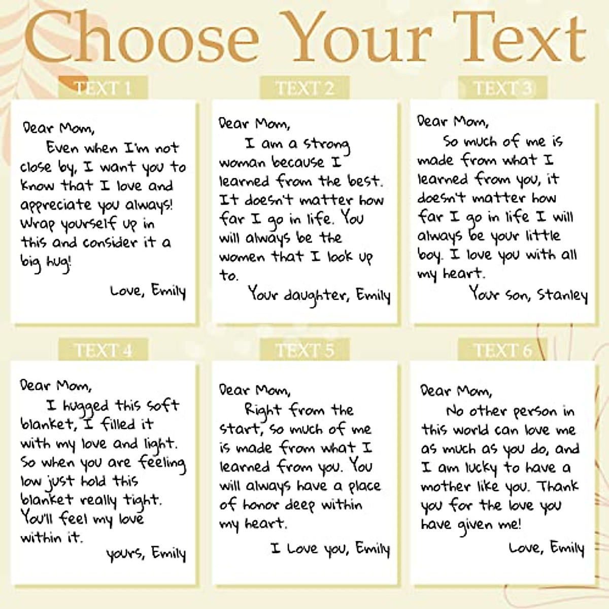 Personalized Mom Blanket - Letter to w/ Your Own Finish Gifts from Daughter, Son Long Distance for 40x60 D1, Large - 40'' x 60''