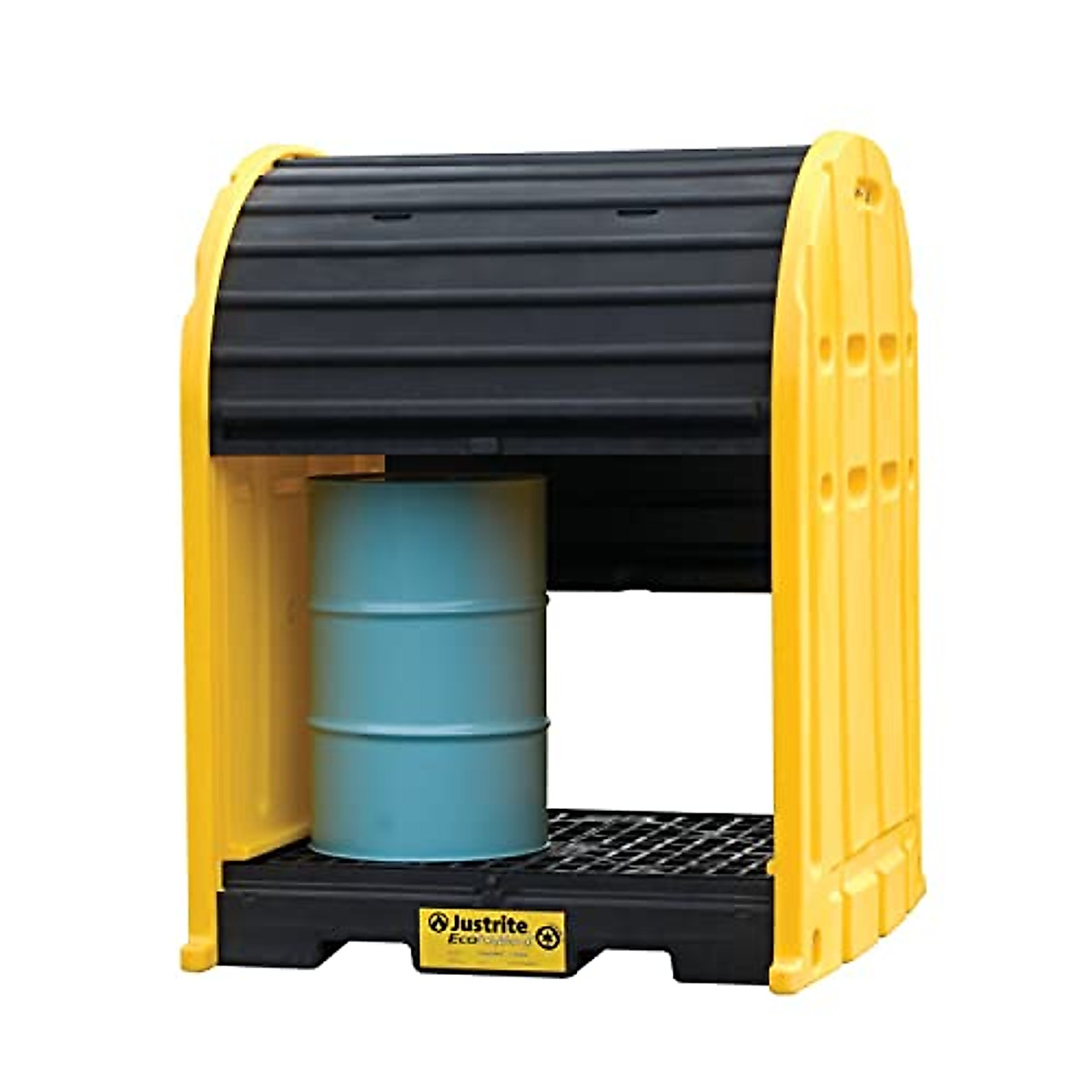 Justrite 28676 EcoPolyBlend 79 Gallon, 60.75" x 68.50" x 75.25" (LXWXH), 5000 lbs Load Capacity 4 Drum Outdoor Drum Sheds