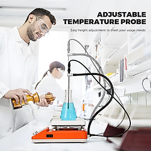 Bonvoisin Magnetic Stirrer Hot Plate Lab Stirrers Mixer with LCD Panel, Temperature Probe, Support Stand, 3 Stir Bars and Retriever 100-2000RPM Max 6L Stirring Capacity 110V 500W