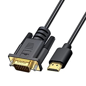 HDMI to VGA Cable Adapter, Gold-Plated, 6 Feet Male to MaleCord for Computer, Desktop, Laptop, PC, Monitor, Projector, HDTV, and More (NOT Bidirectional) -1.83M