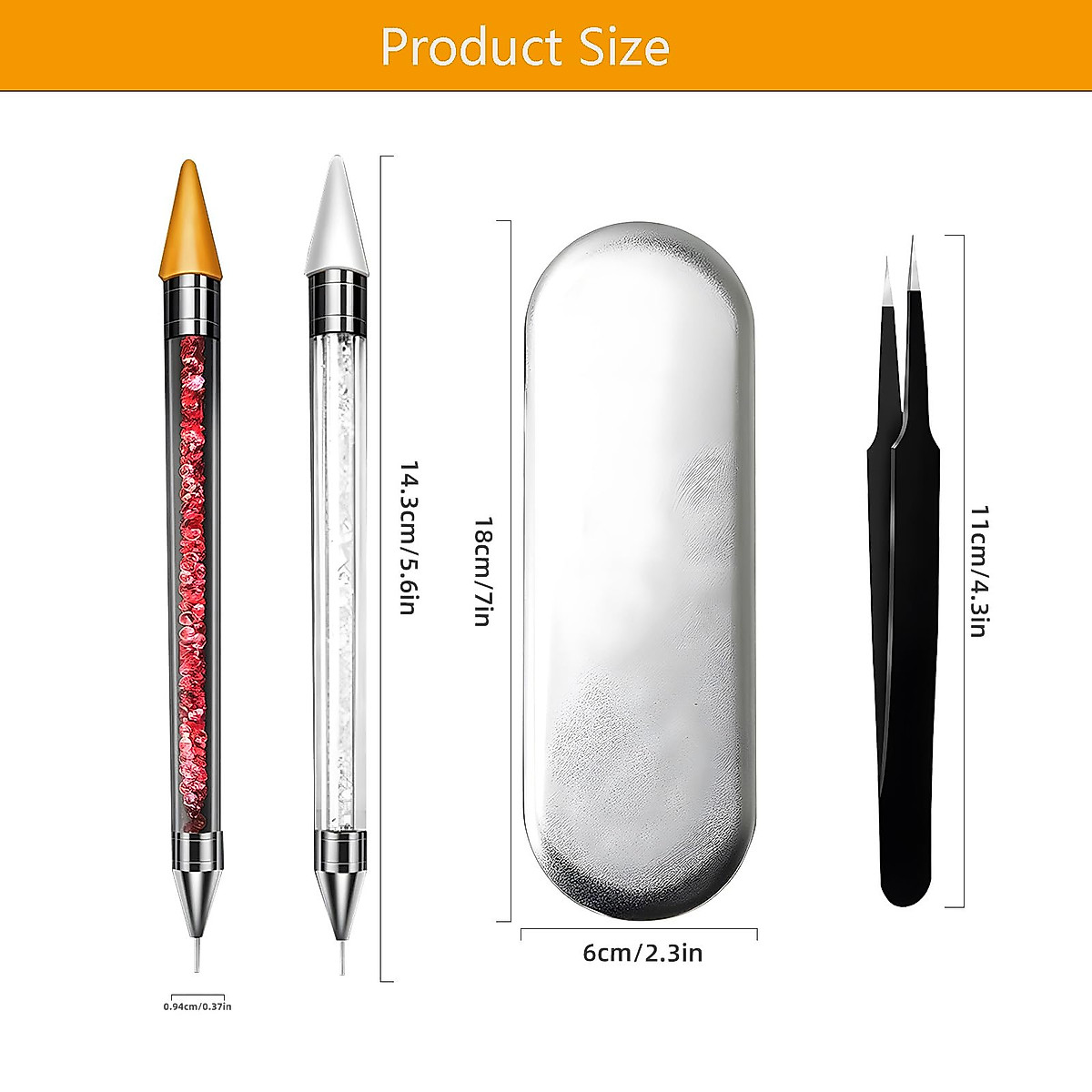 Rhinestone Picker Tool Wax Pencil for Rhinestones Diamond Painting Dotting Pen 2pcs Dual-Ended Rhinestones Pen with 2 Extra Wax Tips and 1 Nail Art Tweezer