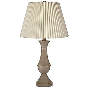 Regency Hill Avery Traditional Touch Table Lamps Set of 2 with USB Charging Port 25" High Faux Wood LED Ivory Linen Knife Pleat Shade for Bedroom Living Room Bedside Nightstand Desk Office