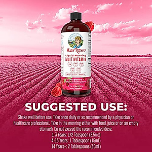 Multivitamin Multimineral for Women & Men by MaryRuth's | No Added Sugar | Vegan Liquid Vitamins for Adults & Kids | Immune Support, Bone Health, Energy Drink | Raspberry Flavor | 32 Fl Oz