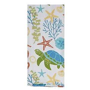 Kay Dee Designs 4 Piece Beach House Sea Turtle Kitchen Bundle, 2 Dual Purpose Towels, Potholder and Oven Mitt