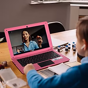 Monitech 10.1” Mini Laptop, 2GB RAM and 32GB SSD Netbook, Small Laptop with USB 3.0, Full HD IPS Display Pink Laptop Computer, Dual Core Lightweight Laptop, Ultra Thin Notebook Computer Windows 10