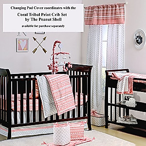 Coral Pink Tribal Print 100% Cotton Changing Pad Cover by The Peanut Shell