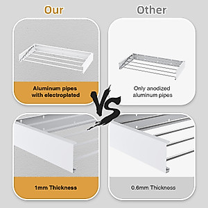 Laundry Drying Rack Collapsible, Wall Mounted Drying Rack, Clothes Wall Drying Rack, Space Saving Drying Rack for Laundry, 31.5" Wide, 13.2 Linear Ft, 5 Aluminum Rods, 60 lb Capacity (White 31.5")