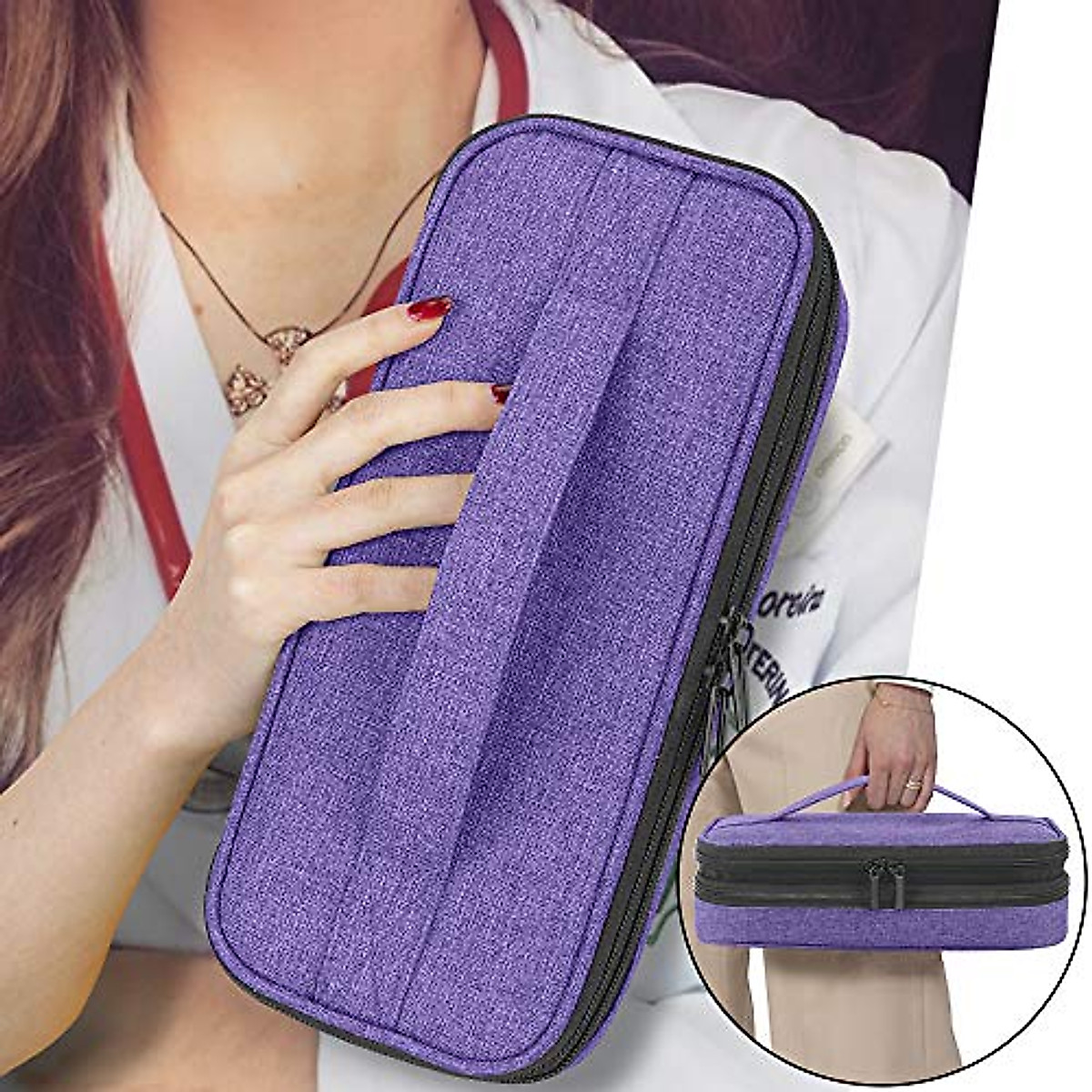Teamoy Double-Layer Stethoscope Case-Compatible with Littmann Classic III/Cardiology IV, ADC, Omron Stethoscope,Stethoscope Carrying Case Storage Bag for Accessories,Purple