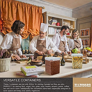 Food Storage Containers - Hangoes Cereal & Dry Airtight Plastic Containers, Set of 8 Kitchen Containers 175.9 Oz/ 54.1 Oz with 1 Measuring Cup & 20 Chalkboard Labels & 1 Liquid Chalk Marker