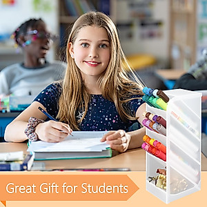 FYY Office Desk Organizers,Pen Holder,Pen Organizer Storage-2Pcs Desk Caddy Organizer with 4 Compartments for Office, School, Home-L-Clear