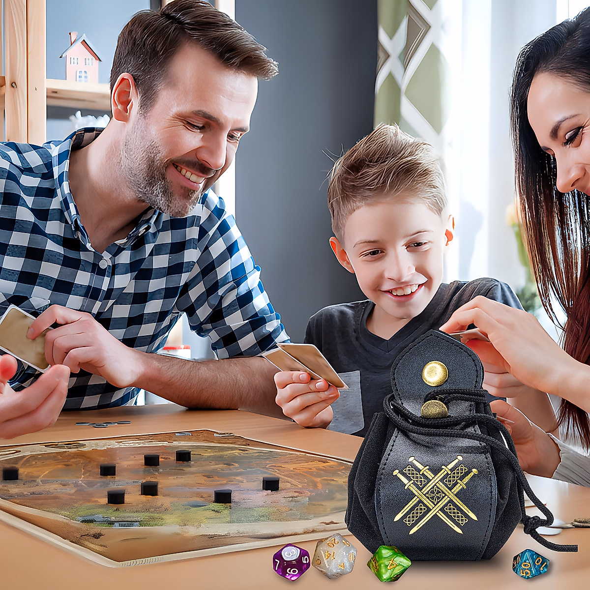 Guilt Free Gaming Genuine Leather RPG Bag | Foil Stamped | Holds 70 Dice | Great for Coins | Timeless Style | Great for DMs and Players