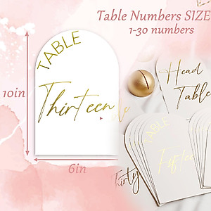 ontigola Modern Arch Table Number Card Stock Signs for Wedding Reception Set of 1-30 + Head Table 4" x 6" Shiny Gold Foil Table Number Card Signs for Restaurant, Event Party
