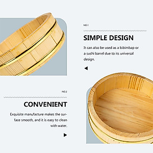 DOITOOL Sushi Box Wooden Sushi Rice Bowl Hangiri Sushi Rice Mixing Tub Wooden Sushi Barrel Japanese Sushi Rice Storage Bucket for Home Restaurant Wooden Bucket