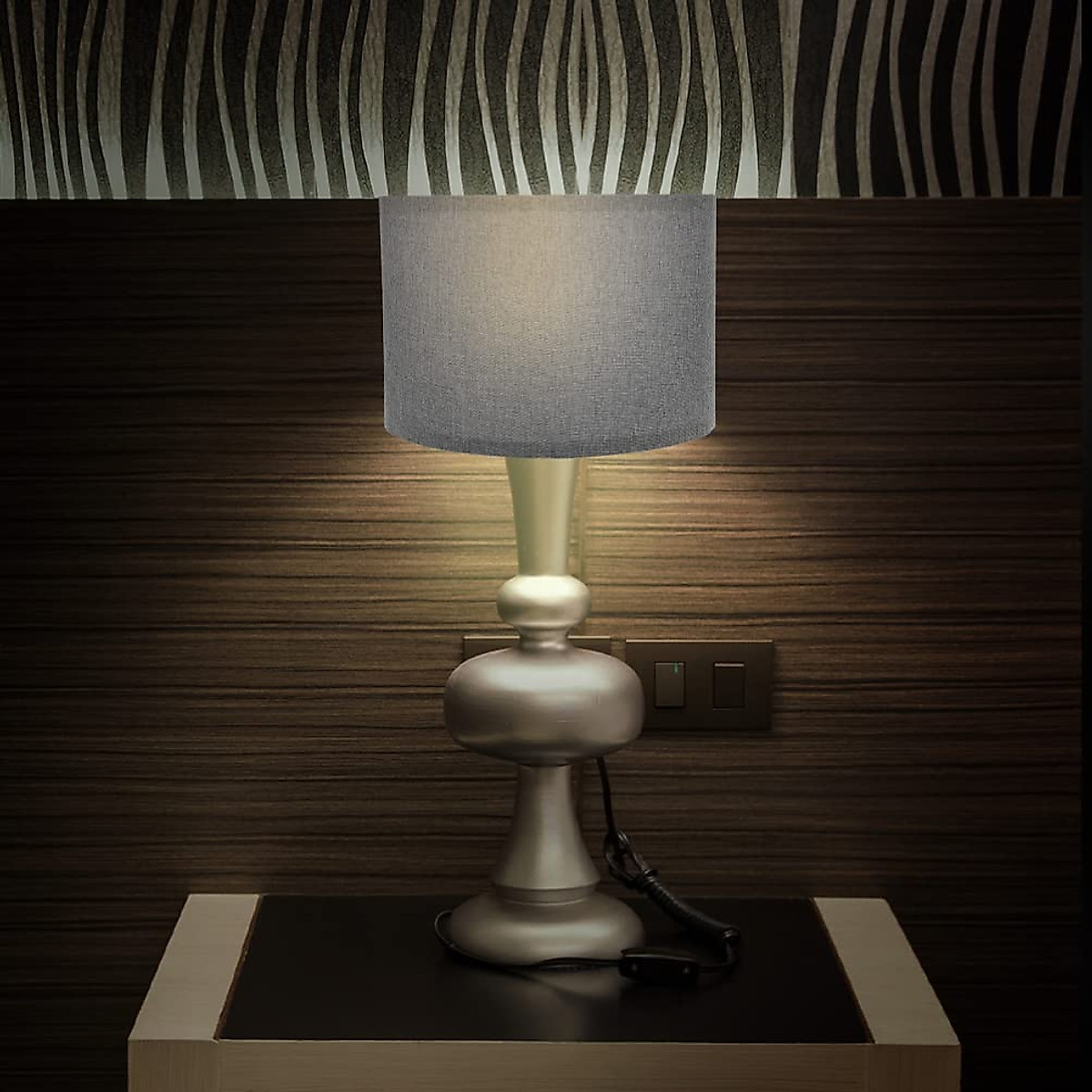 BESPORTBLE Cloth Lamp Shades Drum Lampshades for Chandeliers Floor Light and Table Lamp, Replacement Shade Natural Linen Hand Crafted Desk Cover Light Grey 20x20x18cm