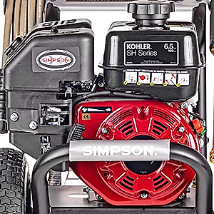 Simpson Cleaning MS61085 MegaShot 3400 PSI Gas Pressure Washer, 2.5 GPM, Kohler SH270, Includes Spray Gun and Extension Wand, 5 QC Nozzle Tips, 5/16-in. x 25-ft. MorFlex Hose, Black