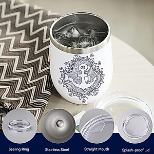 silichee 12 Oz Stainless Steel Stanley Cup with Lid Doodle Anchor Coloring Pages Insulated Tumblers Vacuum Coffee Mugs for Hot and Cold Drinks,Wine,Coffee